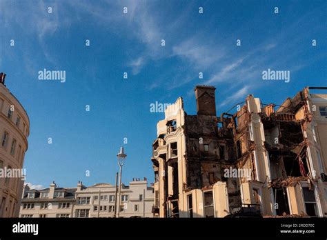 The Burnt Out Royal Albion Hotel On Brighton Seafront Before Demolition