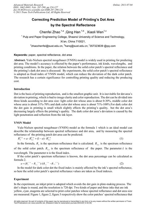 Correcting Prediction Model Of Printings Dot Area By The Spectral Reflectance Request Pdf