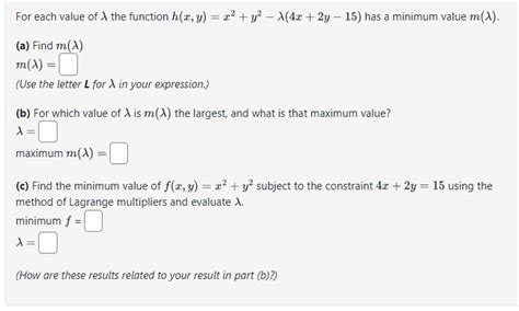 For each value of λ the function Chegg