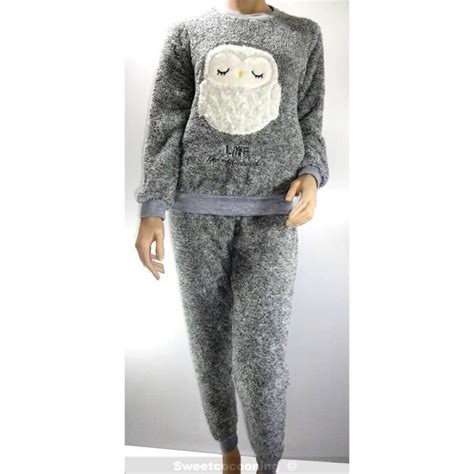 Pyjama femme hiver PILOU Chaud confortable Ve Vert Vert chiné