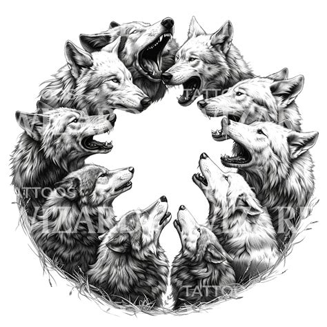 Dibujo De Manada De Lobos Grises