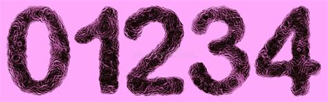 Bacteria In Shape Of 3d Digits 0 1 2 3 4 On Violet Background Stock