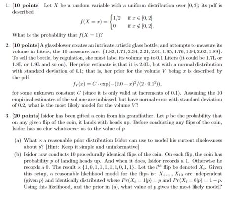 Solved 1 10 Points Let X Be A Random Variable With A
