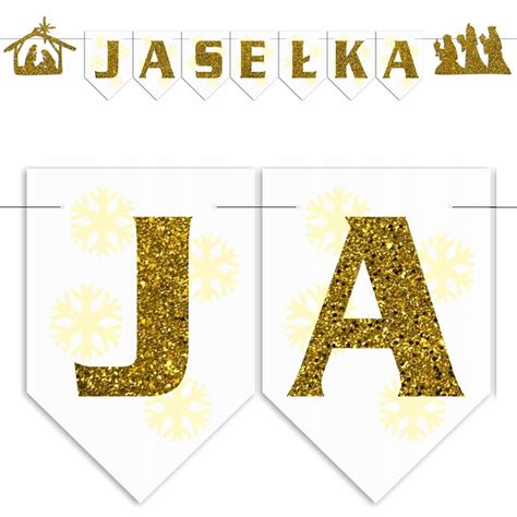 BANER papier GIRLANDA biało złota JASEŁKA dekoracja wisząca PRZEDSTAWIENIE