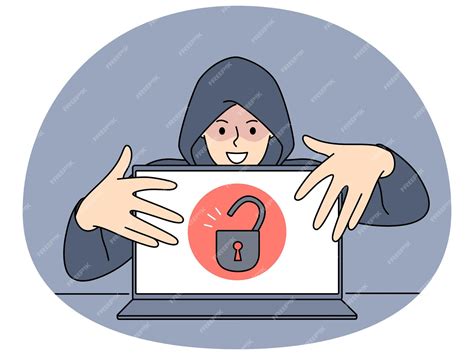 Premium Vector Hacker In Hood Steal Information From Computer
