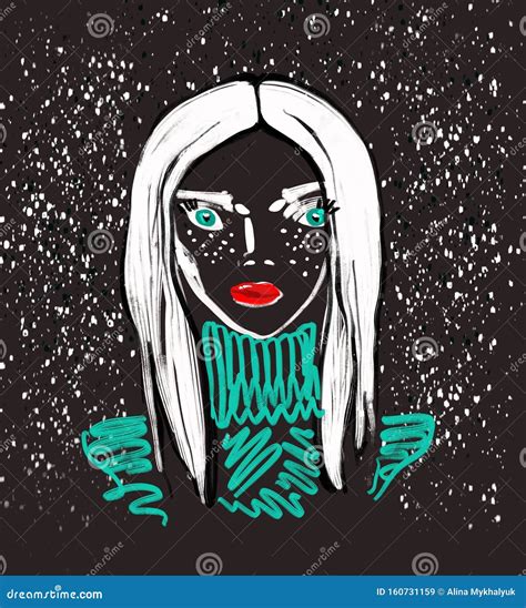 Digital Design Fashion Sketch Woman Beauty Stock Illustration