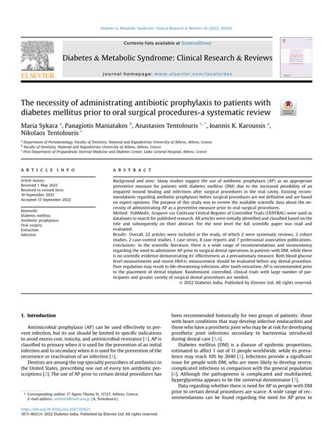 Pdf The Necessity Of Administrating Antibiotic Prophylaxis To