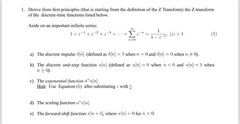 Solved Z ﻿transformz Transformof ﻿the Discrete Time
