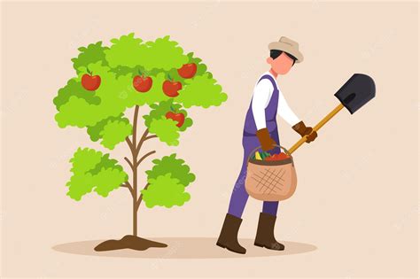 Fazendeiro Feliz Colhendo Frutas De Maçã No Jardim Colhendo Frutas De