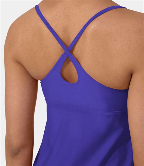 Womens Round Neck Backless Crisscross Cut Out 2 Piece Swimsuit Halara