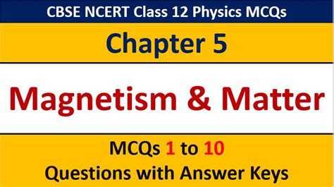 Mcq Questions For Class 12 Physics Chapter 5 Magnetism And Matter