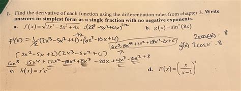 Solved Find The Derivative Of Each Function Using The