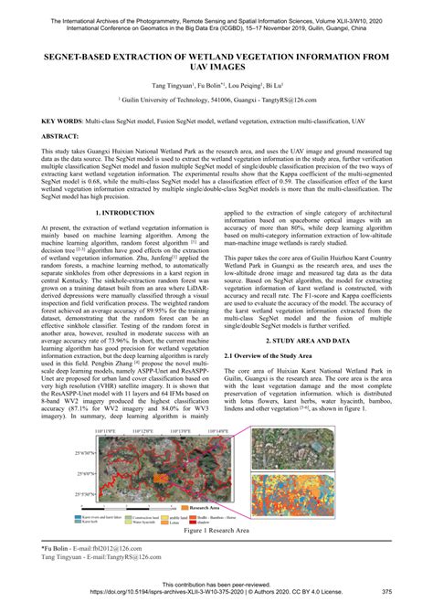 Pdf Segnet Based Extraction Of Wetland Vegetation Information From