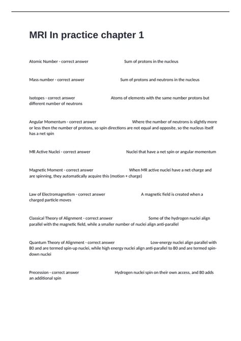 Mri In Practice Chapter 1 Final Exam With Correct Detailed Answers 100 Verified Mri In