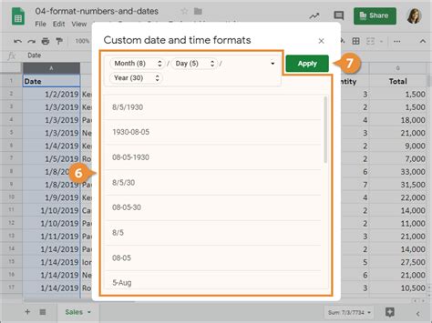 format numbers and dates customguide