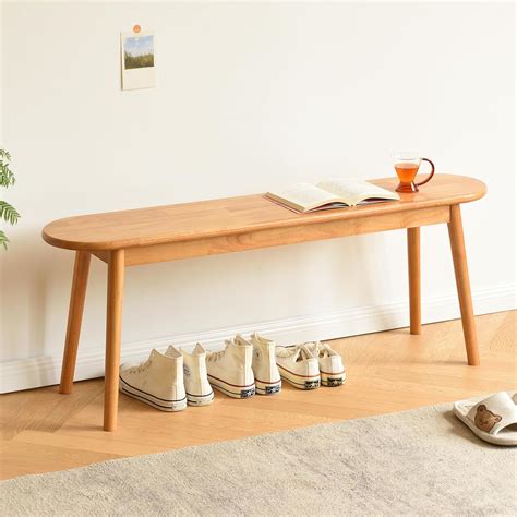 Buzleer Natural Solid Wood Bench 47 3 L Narrow Mid