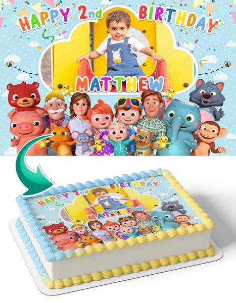 Cocomelon Photo Frame Edible Cake Topper Image Cakecery