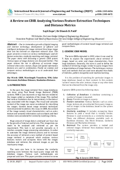 Pdf Irjet A Review On Cbir Analyzing Various Feature Extraction