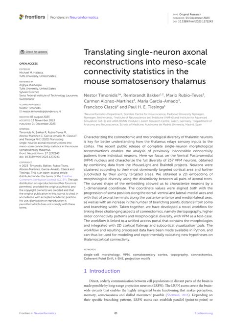 Pdf Translating Single Neuron Axonal Reconstructions Into Meso Scale Connectivity Statistics