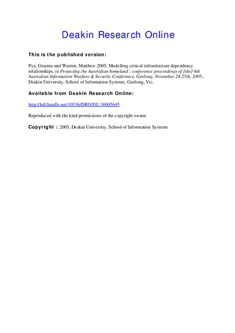 Pdf Modelling Critical Infrastructure Dependency Relationships