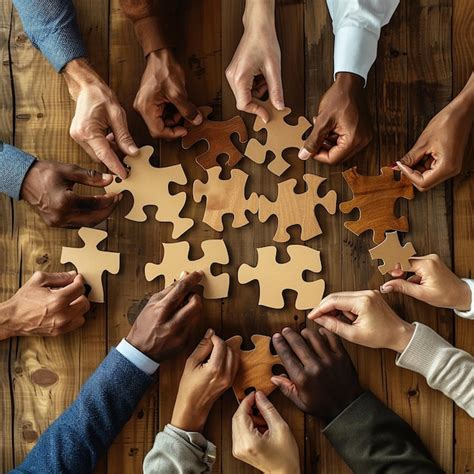3d Rendered Photos Of Diverse People Hands Holding Puzzle Pieces