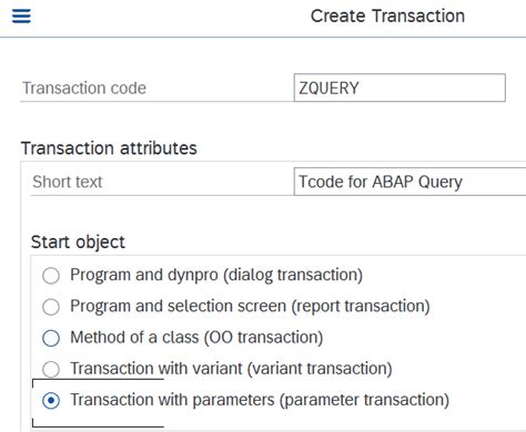Providing Tcode To Sap Sq01 Query Generated Program Stack Overflow