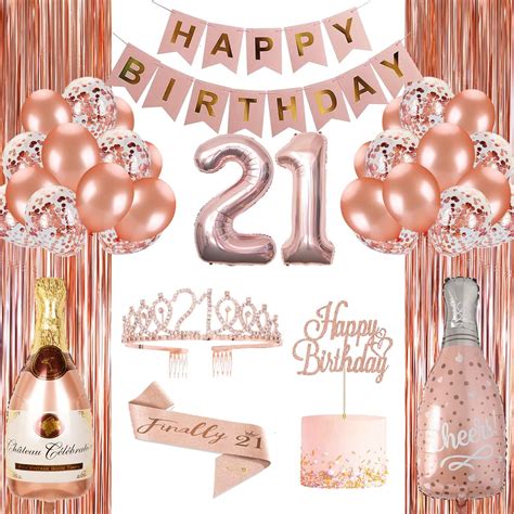 21st Birthday Decorations For Her Rose Gold 21 Birthday