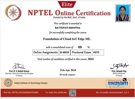 Nikhitha Battepati On Linkedin Successfully Completed 8 Weeks Nptel