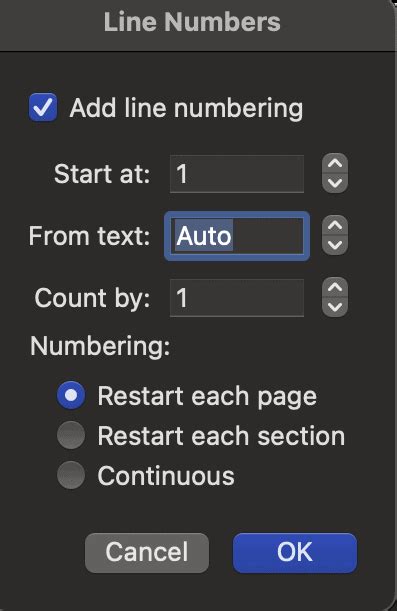 how to add line numbers in word online