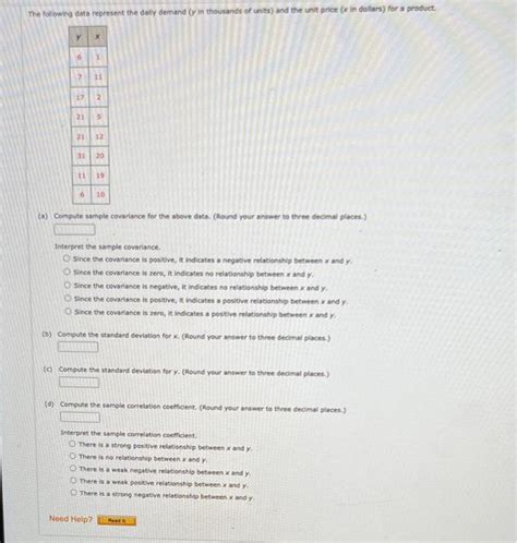 Solved The Fol Owing Data Represent The Dally Demand Y In Chegg