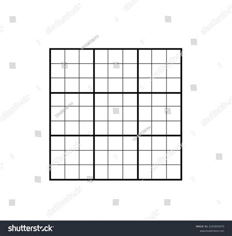 Sudoku Template Square Cell Table3x3 Puzzle Stock Illustration