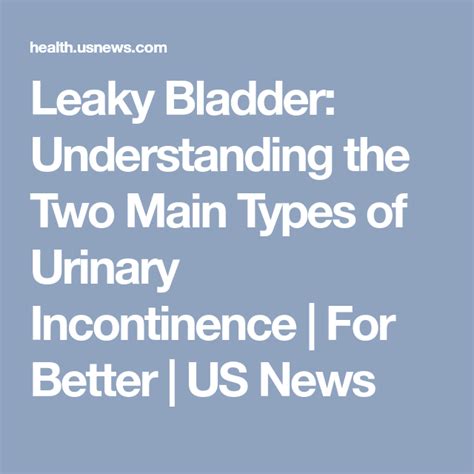 Leaky Bladder Understanding The Two Main Types Of Urinary Incontinence