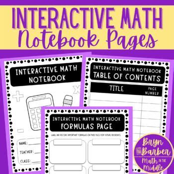 Math Interactive Notebook Set Up Pages By Math By B Squared Tpt