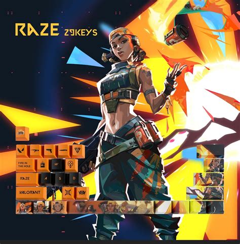 Raze Valorant Special Edition High Quality Keycaps 33 Keys Curiositycaps