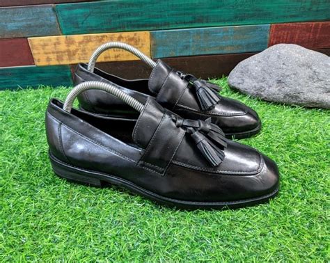 Sepatu Louis Vuitton 588 9 Mens Black Tassel Loafers Ukuran 38 23 5cm