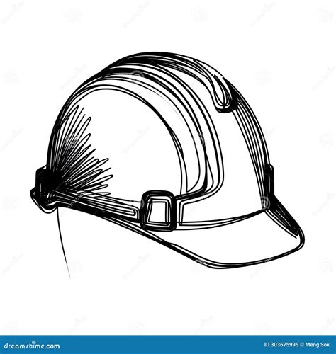The Picture Shows A Monochrome Sketch Of A Safety Helmet Stock Illustration Illustration Of