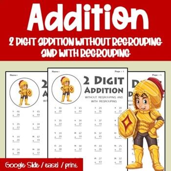 Two Digit Addition Regrouping Digit Adding With Without Regrouping