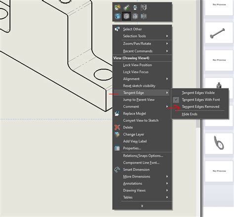 How To Hide The Radius Lines From The Fillet In The Drawing Rsolidworks
