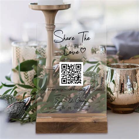 Simple Modern Cute Qr Code Photo Sharing Acrylic Sign Zazzle