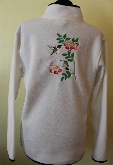 Embroidered Fleece Jacket Womans Large By Itssewsherry On Etsy