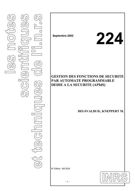 Pdf Gestion Des Fonctions De Securite Par Automate · Automate