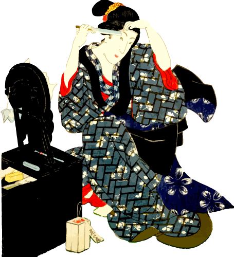 眉を整える女性の浮世絵イラスト素材 Ukiyoe Stock