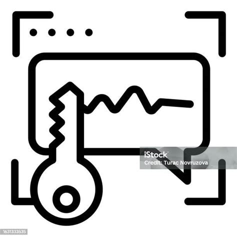 소리 인식 및 키 라인 아이콘입니다 흰색으로 분리된 음성 식별 코드 벡터 그림 및 앱을 위해 설계된 음성 인증 개요 스타일