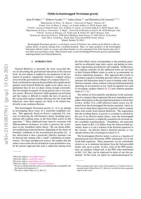 Pdf Orbits In Bootstrapped Newtonian Gravity