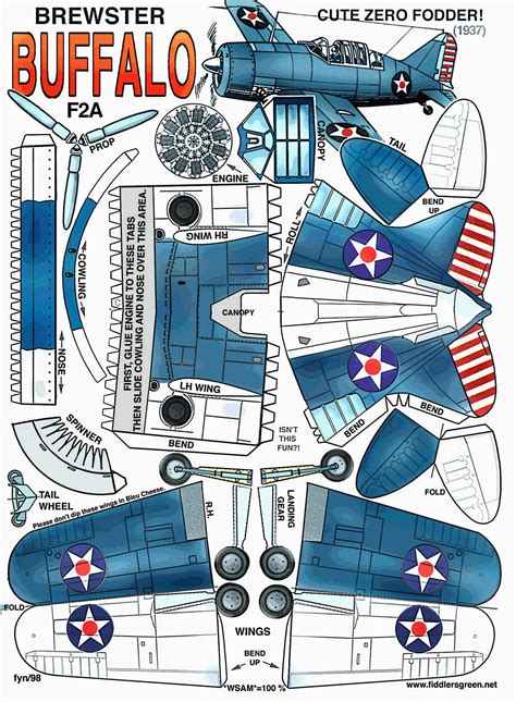 Brewster Buffalo F2a Aviões De Papel Artesanato De Avião Avião De Papel