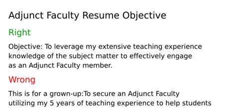 Top 16 Adjunct Faculty Resume Objective Examples Resumecat