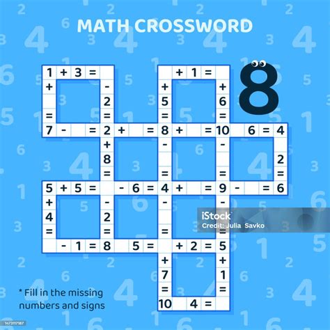 아이들을위한 수학 십자말 풀이 덧셈과 뺄셈 최대 10까지 계산합니다 0명에 대한 스톡 벡터 아트 및 기타 이미지 0명 1 10 Istock