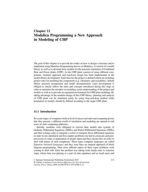Pdf Modelica Programming A New Approach In Modeling Of Chp