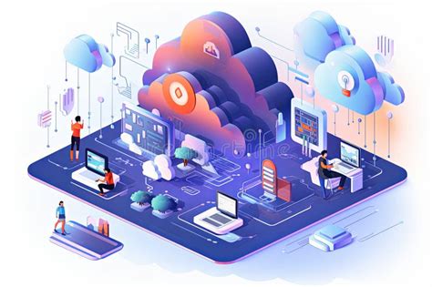 Cloud Services And Business People Touch Laptop User Interface With