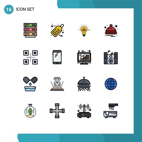 Set Of 16 Modern Ui Icons Symbols Signs For Food Sale Bulb Winter Cold Editable Creative Vector